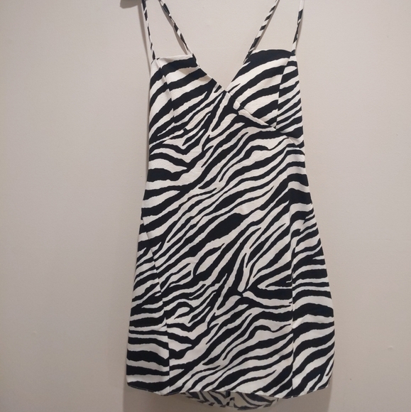 ASOS | Dresses | Asos Zebra Stripe V Cut Tie Strap Open Back Mini Dress ...